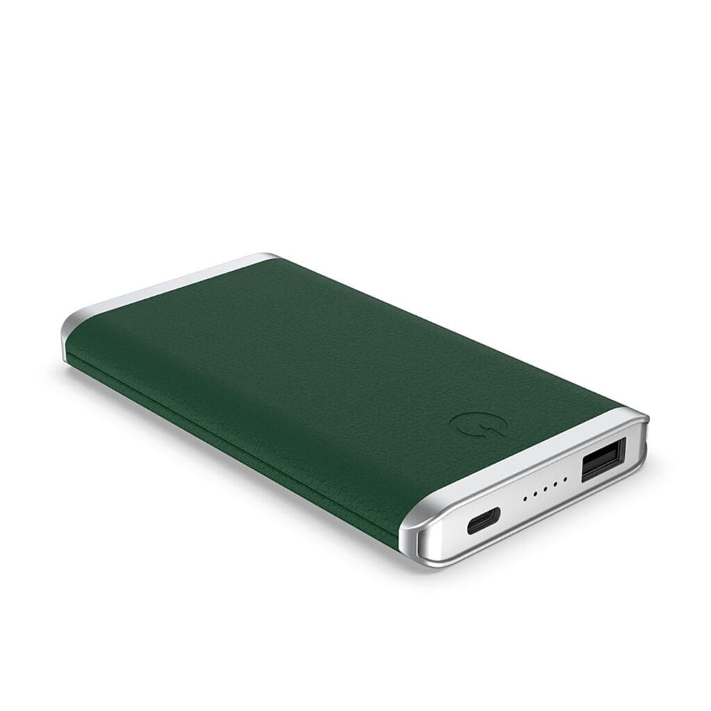 Forest Green Leather Wireless Power Bank: Charge On-The-Go - Phunkee Tree